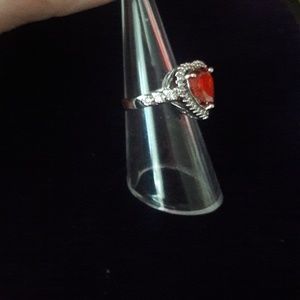 Jewelry | 925 Sterling Silver Red Heart Cz Ring | Poshmark